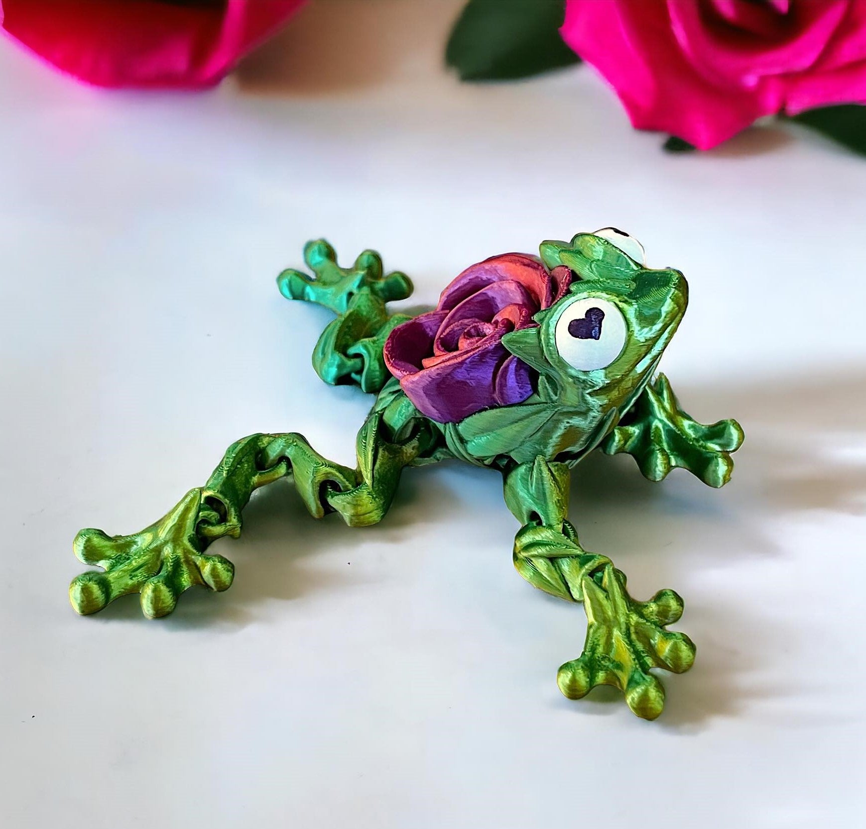 3D Printed Rose Frog - PINK ROSE – GressCustoms